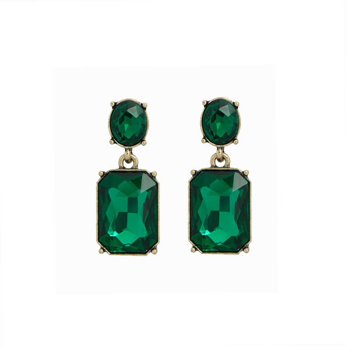 Twin Gem Earring in Emerald Green